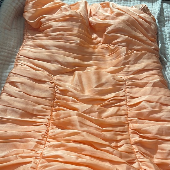 H&M | Dresses | Silky Ruffled Pleated Appeal Dress Peach Dress | Poshmark
